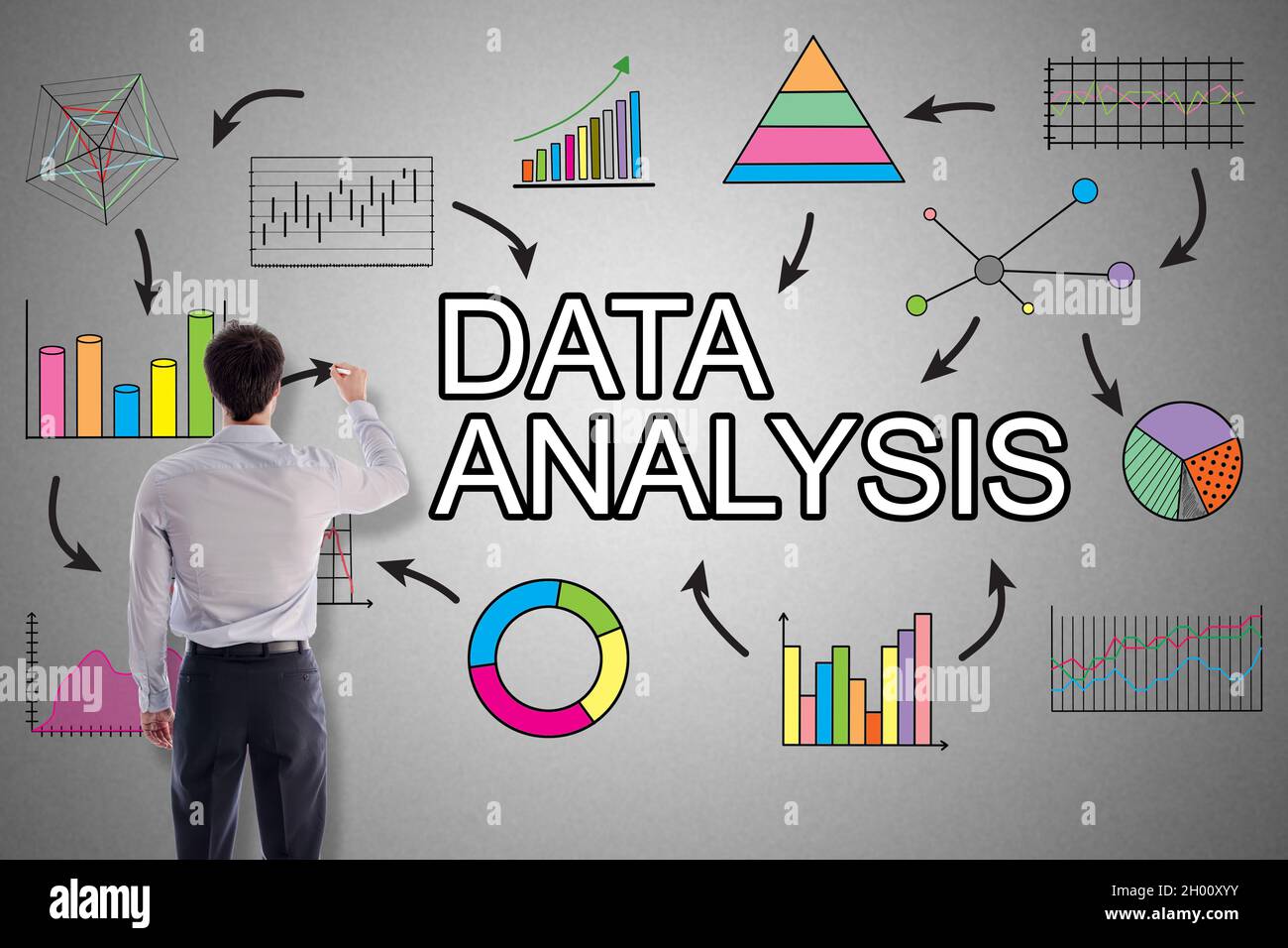 Data analysis concept drawn by a businessman Stock Photo - Alamy