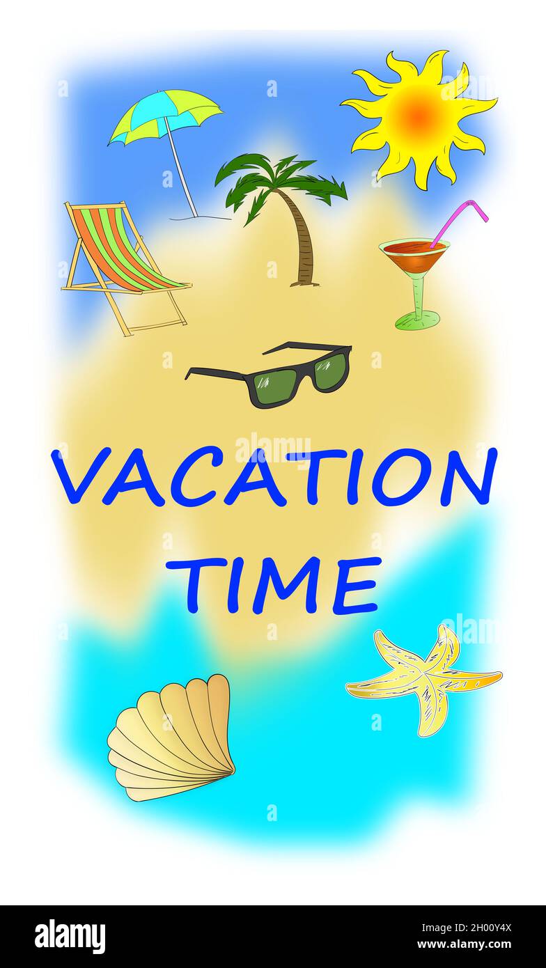 Vacation concept on beach word Cut Out Stock Images & Pictures - Alamy