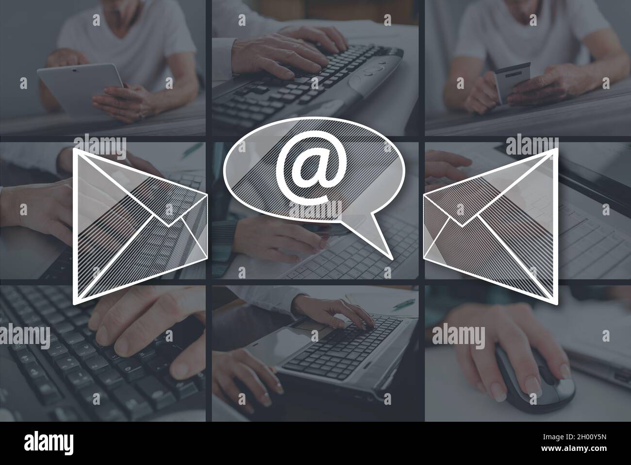 Email concept illustrated by pictures on background Stock Photo - Alamy