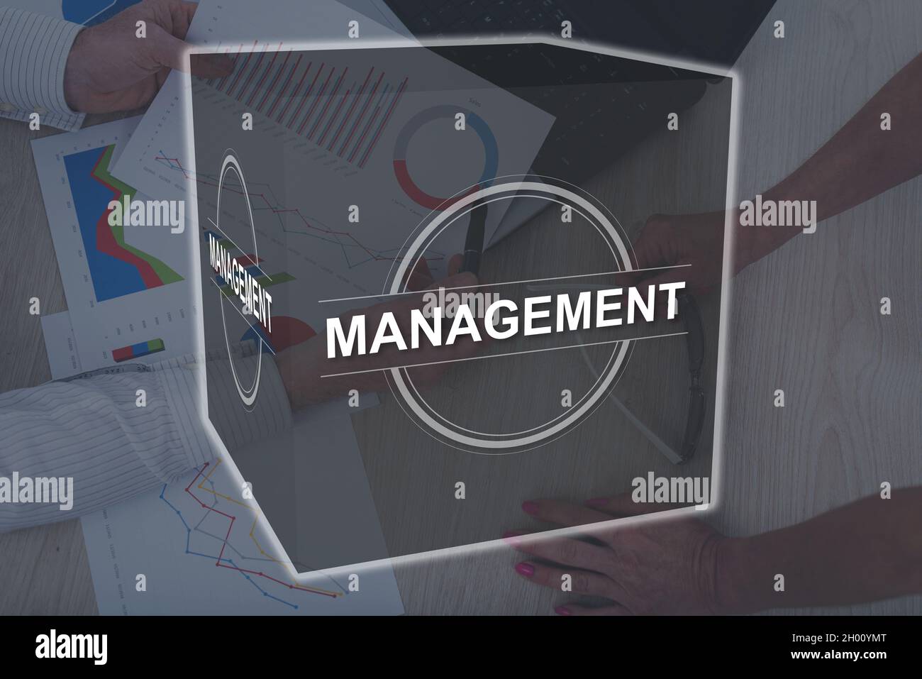 Management concept illustrated by a picture on background Stock Photo ...