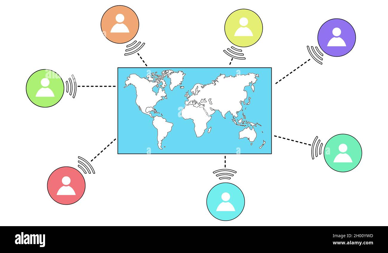 Global connection concept on white background Stock Photo - Alamy