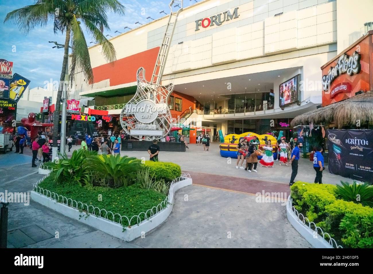 Cancun, Mexico - September 16, 2021: Outdoors of Hard Rock Cafe with ...