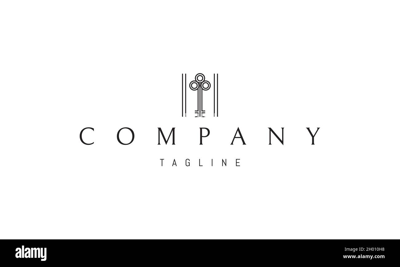 Vector logo on which an abstract image of a key in a linear style Stock ...