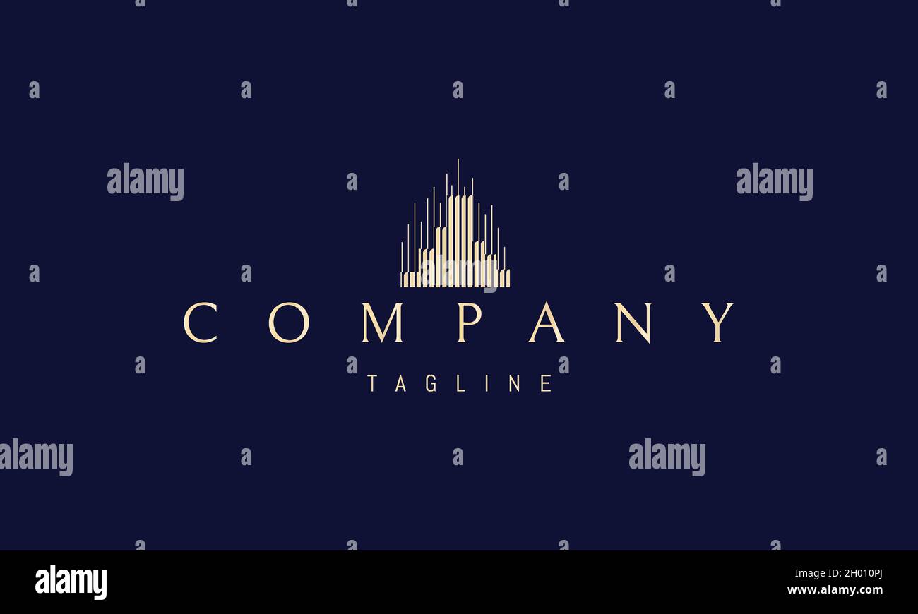 Vector golden logo on which an abstract image of a glowing city Stock ...