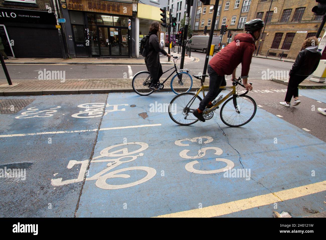 Cable Street, Cycle Superhighway 3 CS3 bike freeway in London, UK. The ...