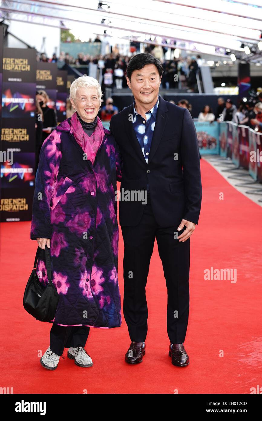 Cast member Stepher Park arrives with his partner Kelly Coffield Park ...