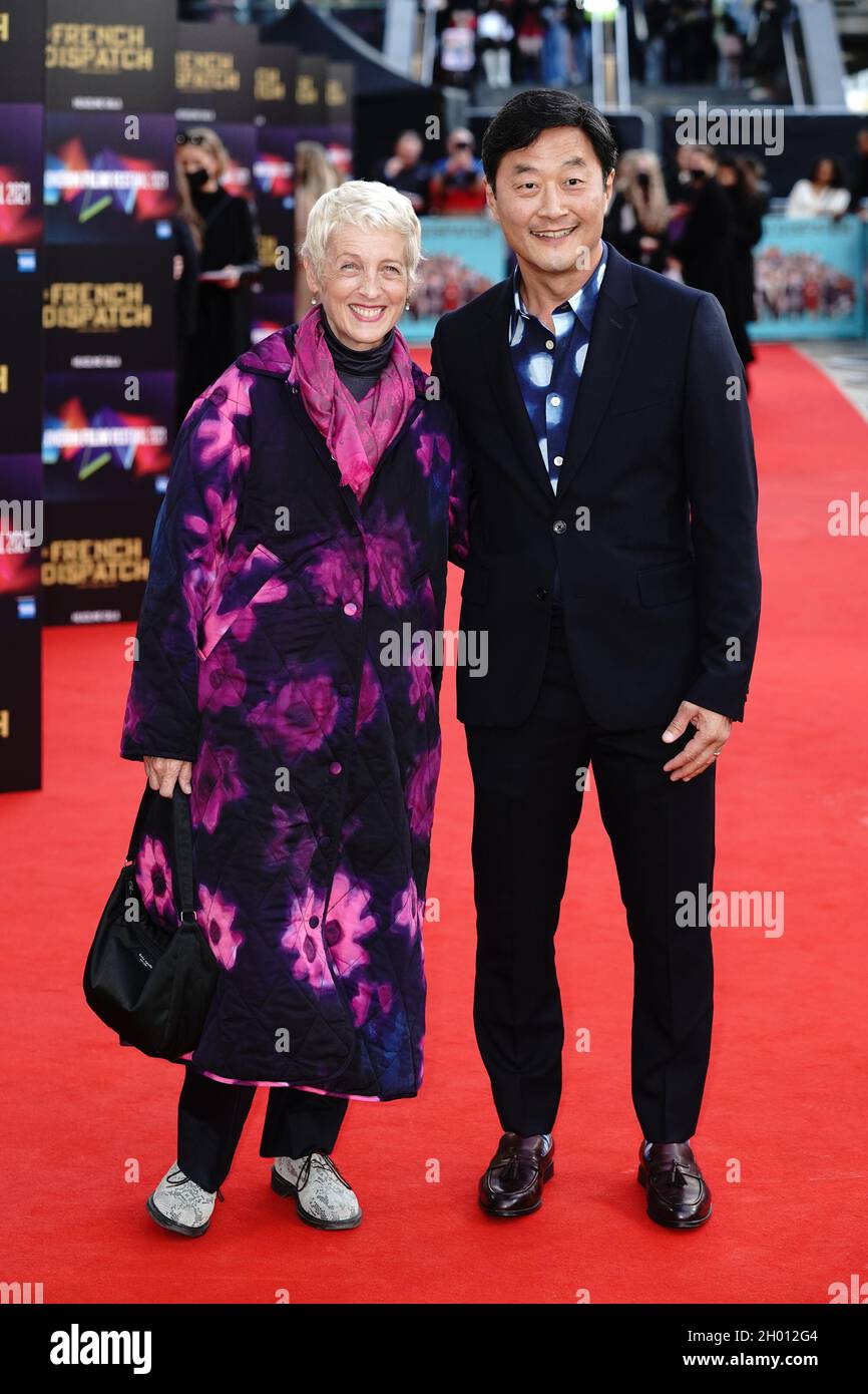 Cast member Stepher Park arrives with his partner Kelly Coffield Park ...