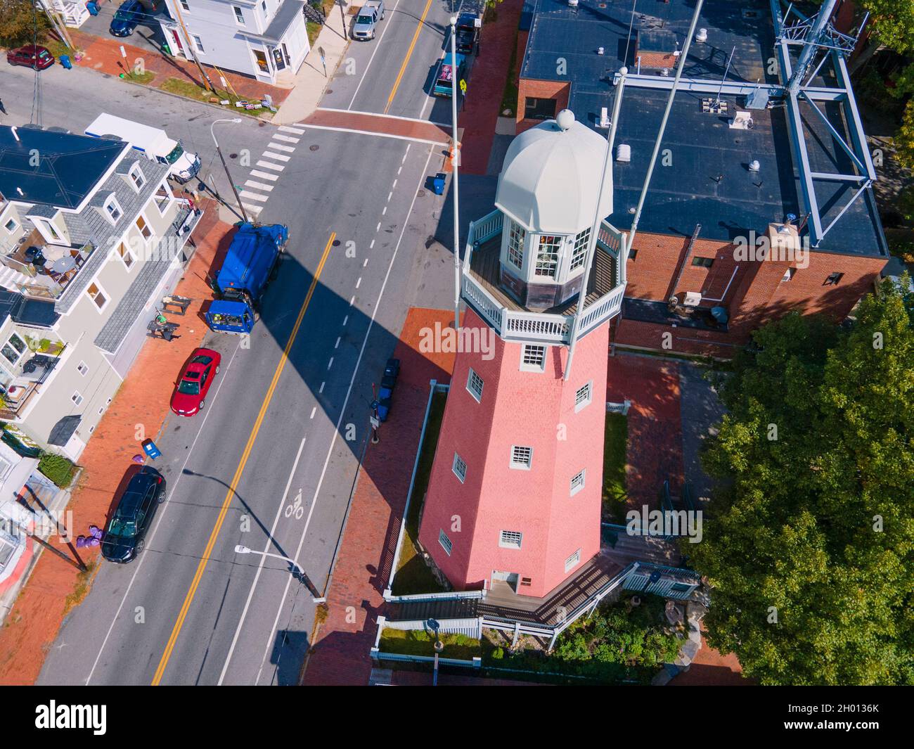 Portland Observatory aerial view at 138 Congress Street on Munjoy Hill ...