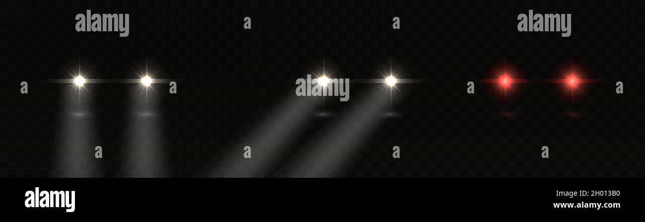 Car headlights. Auto glowing rays. Vector realistic effect Stock Vector ...