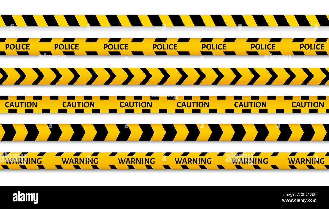 Caution police line. Danger black and yellow stripe border. Vector ...