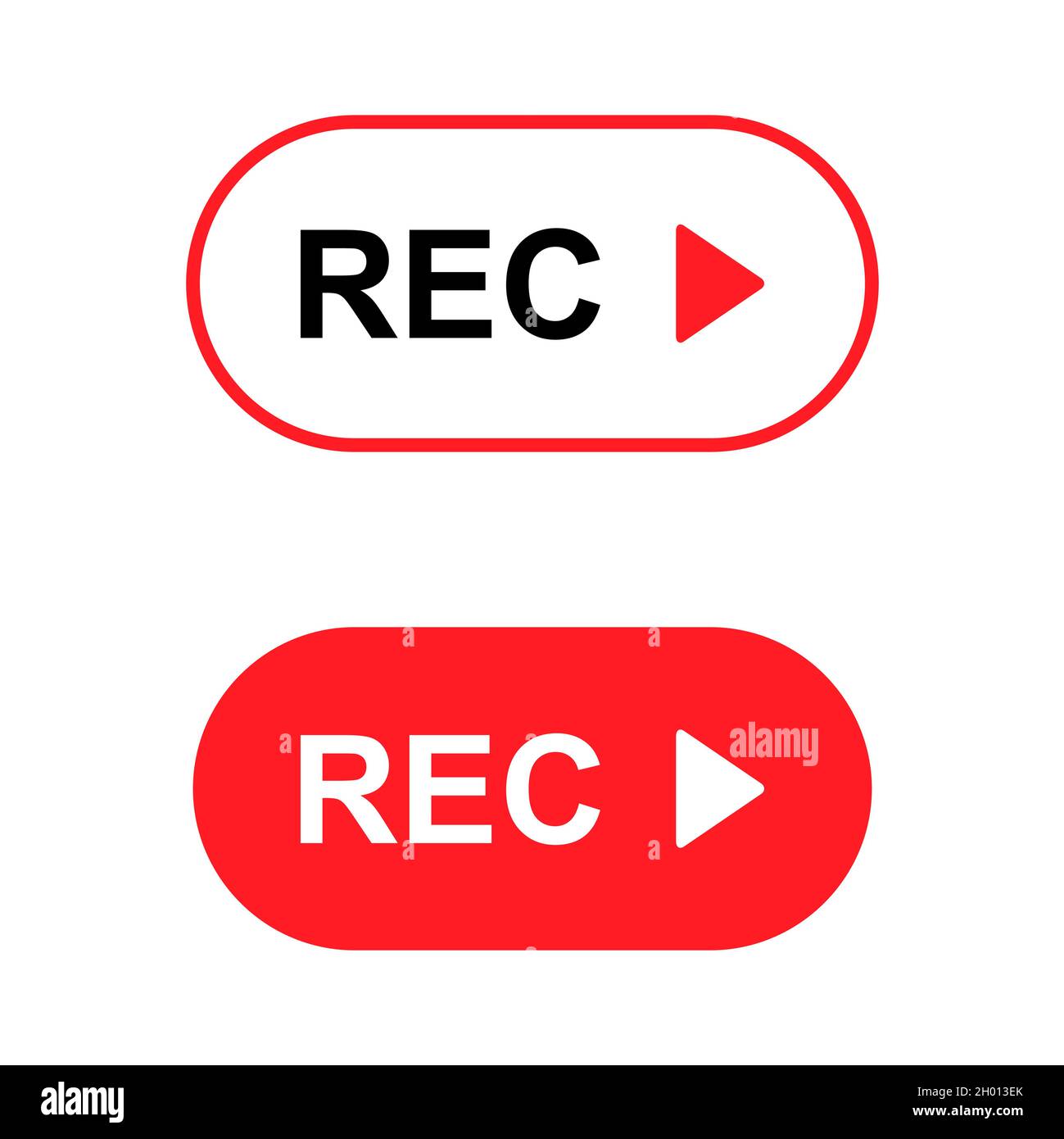 Set of recording sign button, red app panel, rec, vector symbol ...