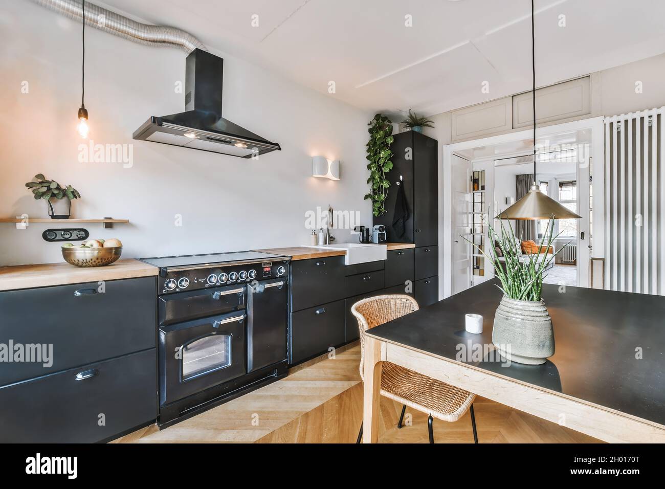 A beautiful kitchen with a modern interior Stock Photo - Alamy