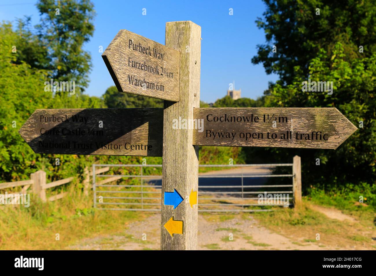 Public footpath fingerpost sign, in England Stock Photo - Alamy