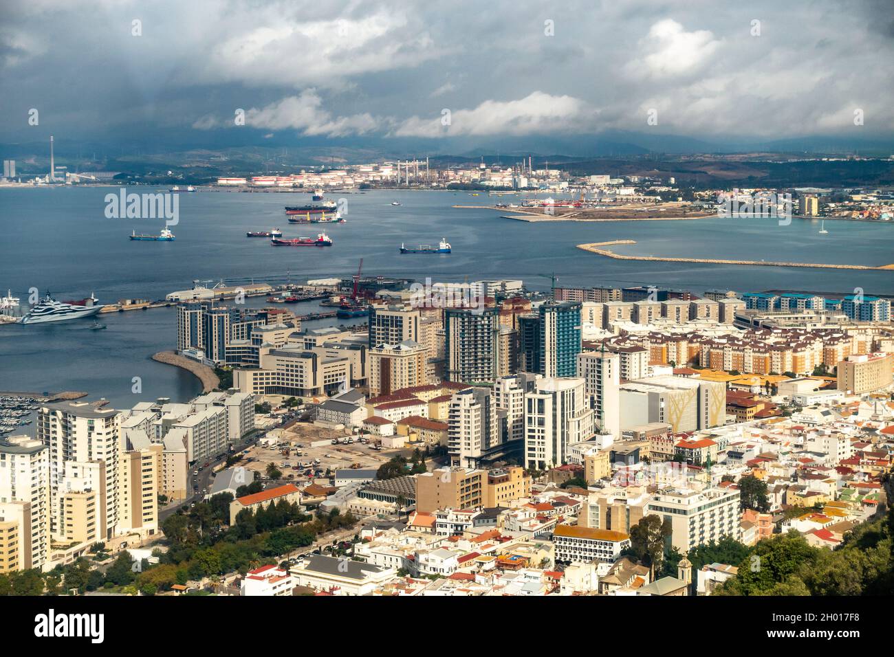 Elevated view of part of the town of Gibraltar, looking over the ...