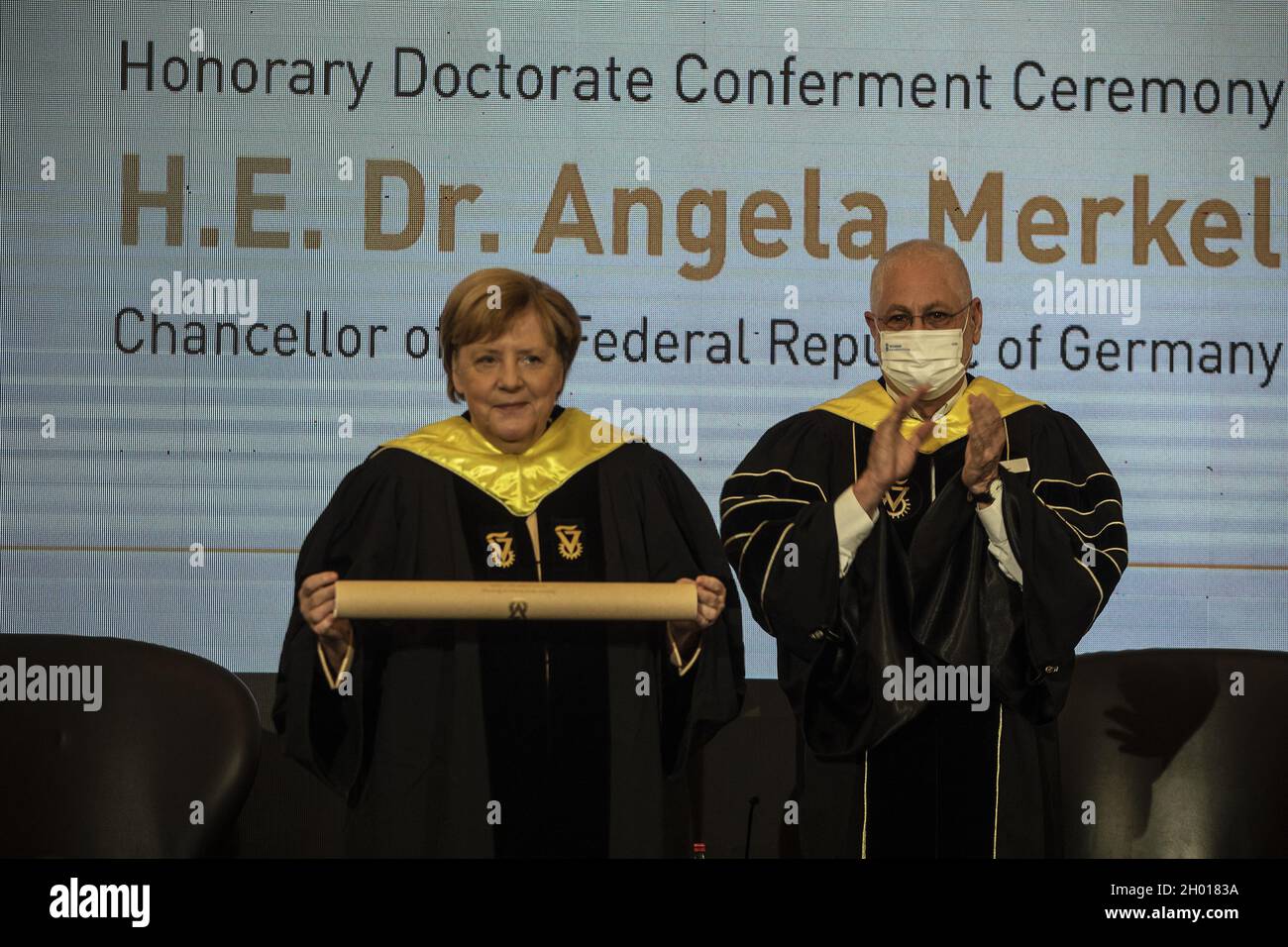 Jerusalem, Israel. 10th Oct, 2021. German Chancellor Angela Merkel ...