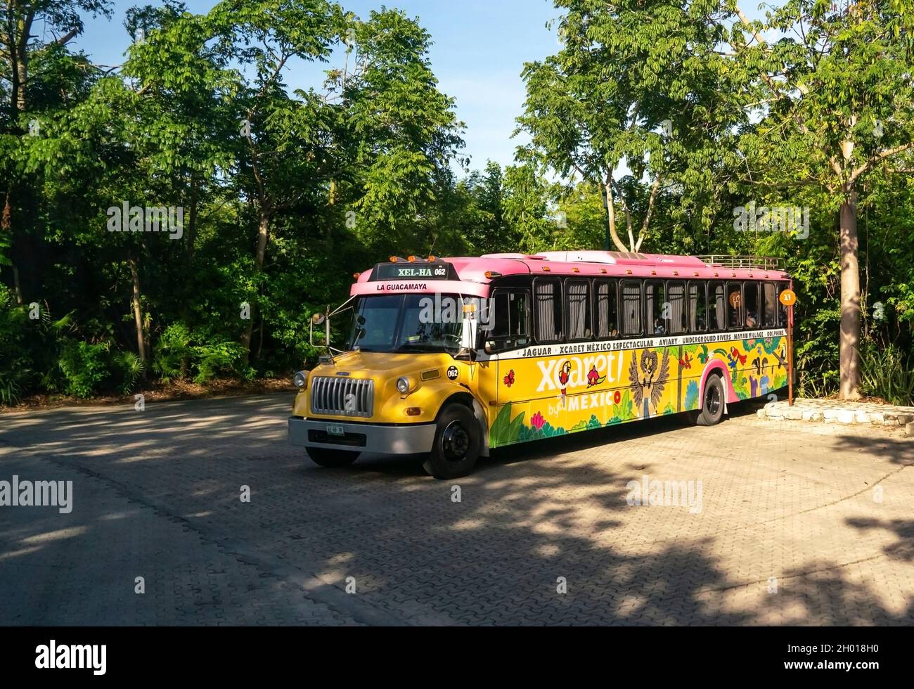 Cancun, Mexico - September 16, 2021: Xplor park bus on parking lot in ...