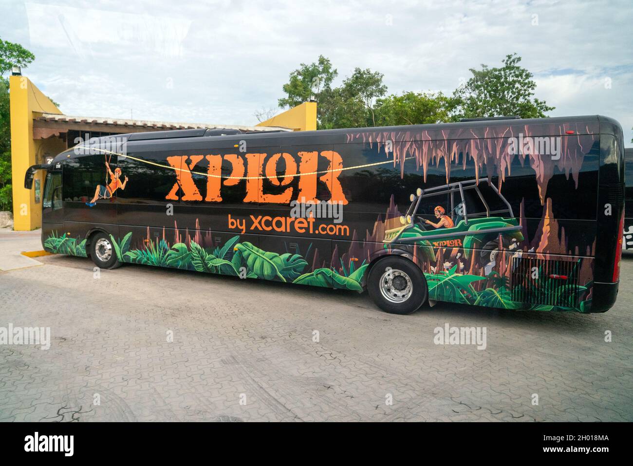 Cancun, Mexico - September 16, 2021: Xplor park bus on parking lot in ...