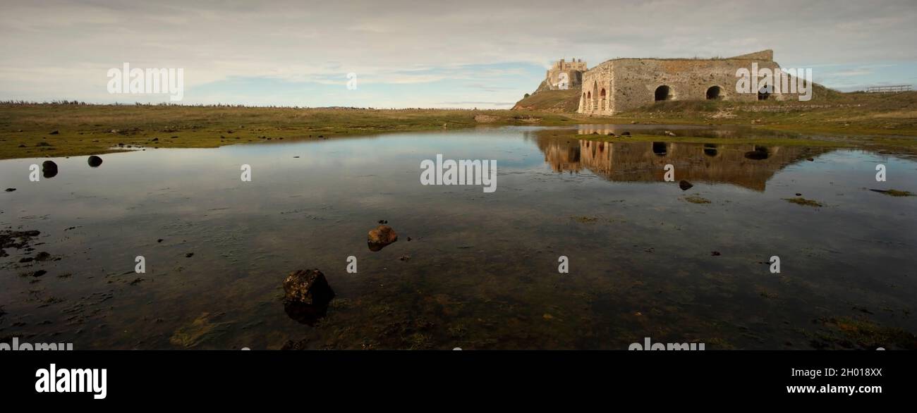Castle Point Lime Kilns and the 16th century Lindisfarne Castle, Holy ...