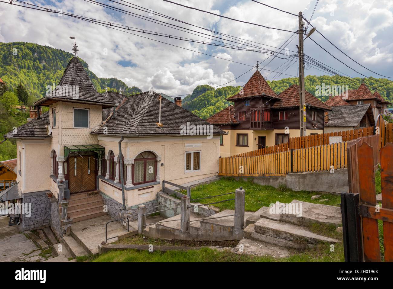 Ancient village in the middle of the Carpathian mountains in Romanian ...
