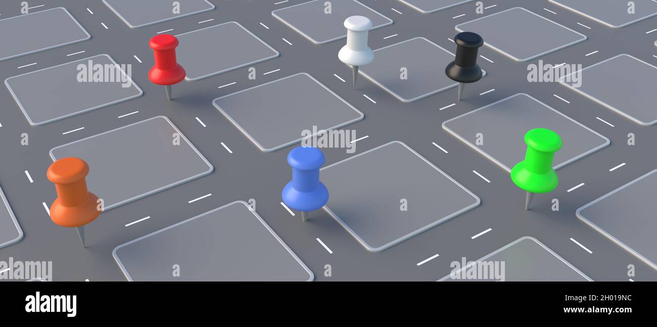 Pin pointer location on city map, navigation GPS concept. Colorful ...