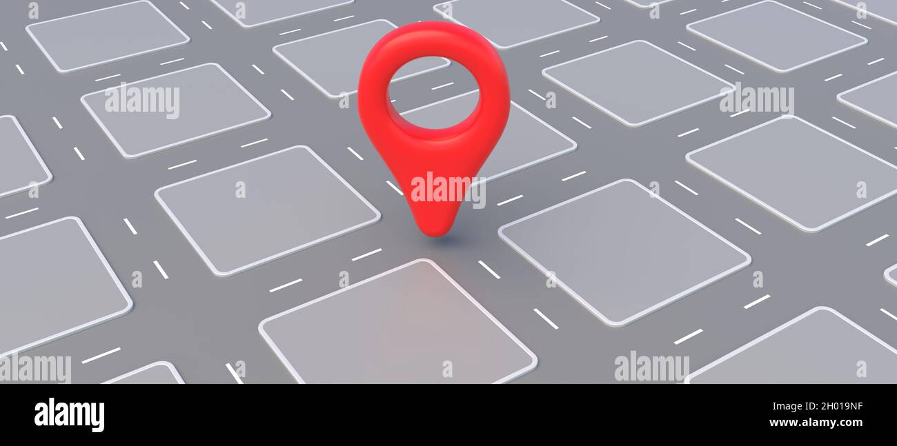 Location pin pointer on city map, navigation GPS concept. Red marker ...