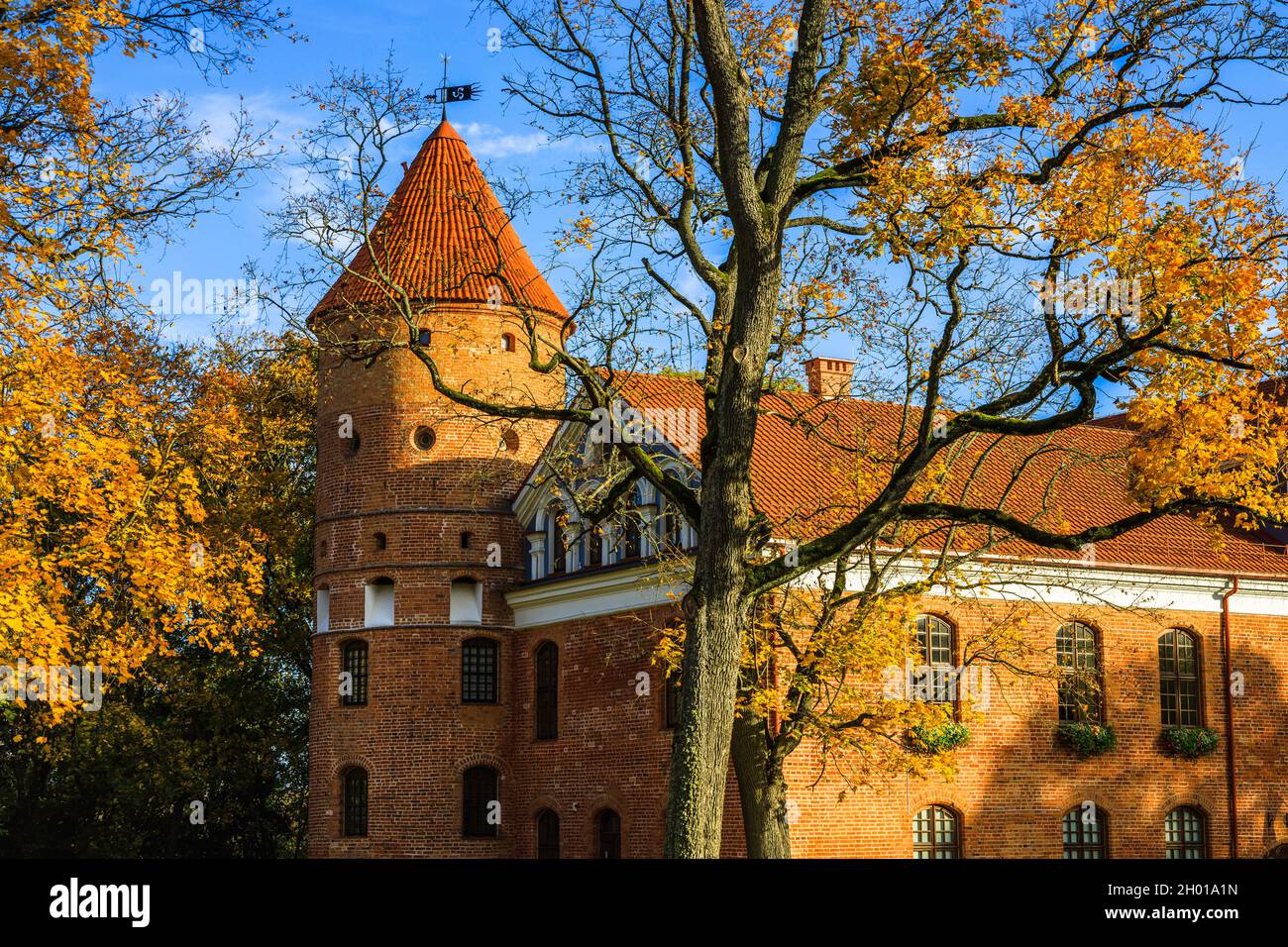 gothic-renaissance manor castle and garden of raudondvaris Stock Photo ...