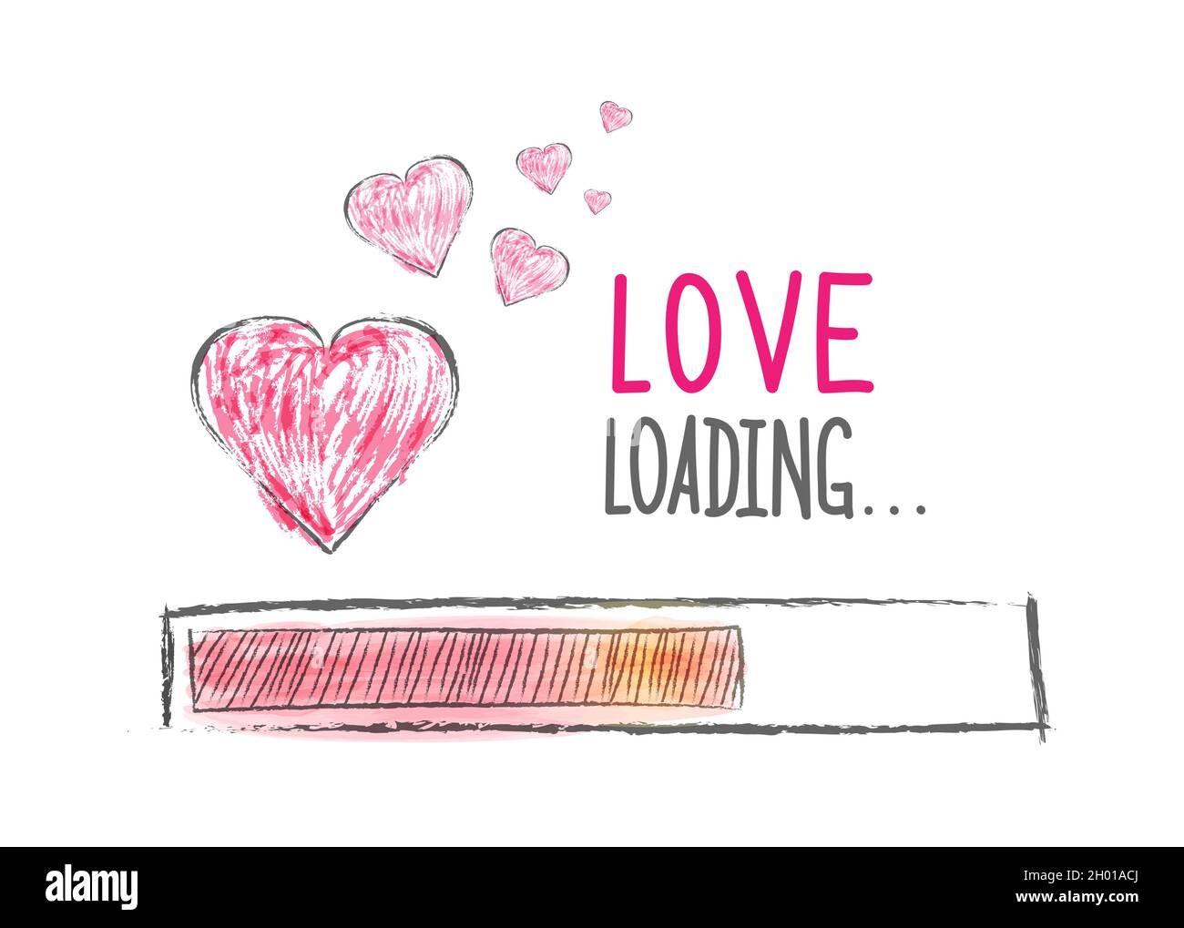 Loading Love. Love load progress indicator. Vector illustration drawn ...