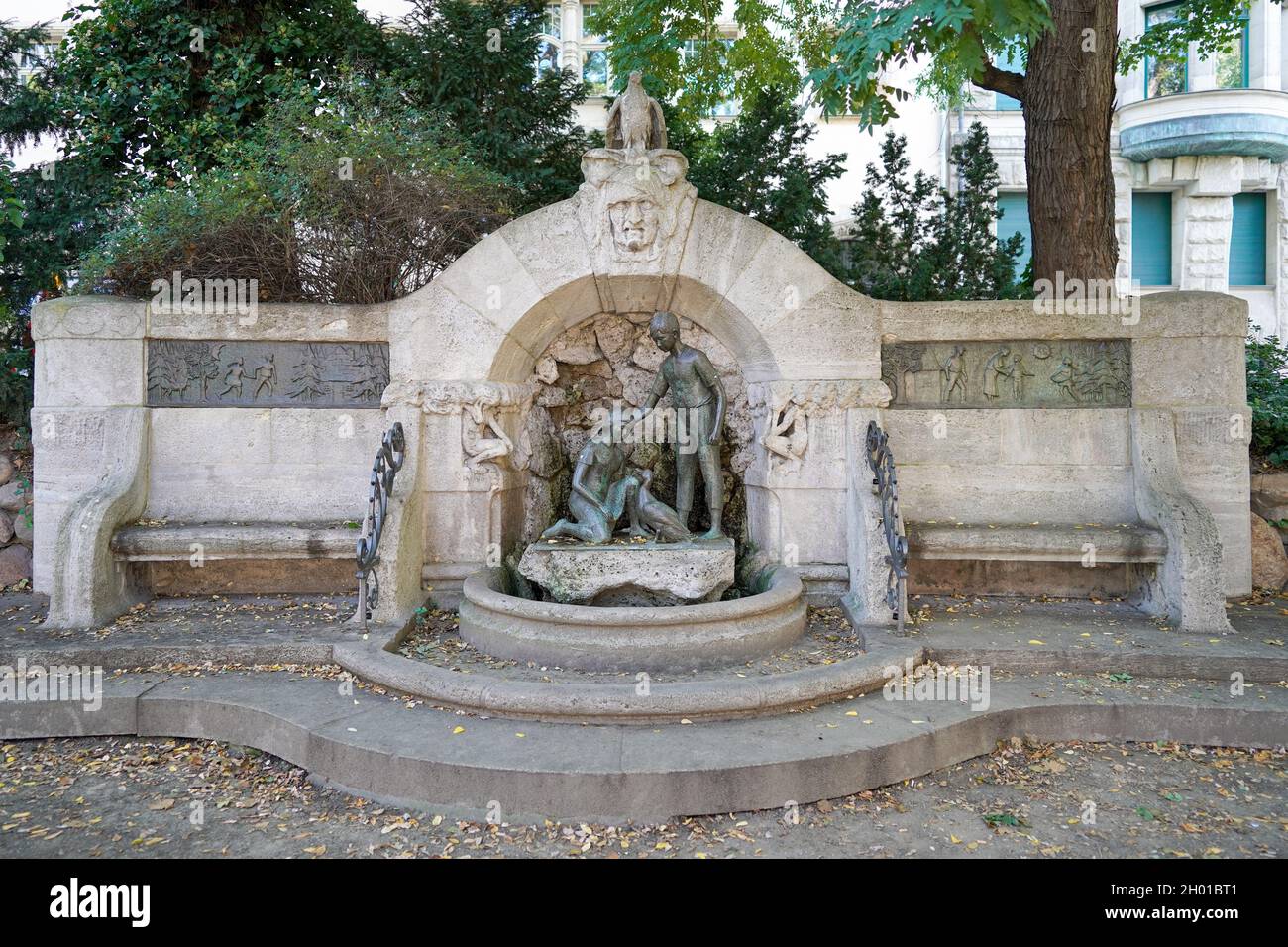 Leipzig, Germany. 10th Oct, 2021. The fairy tale fountain at the ...