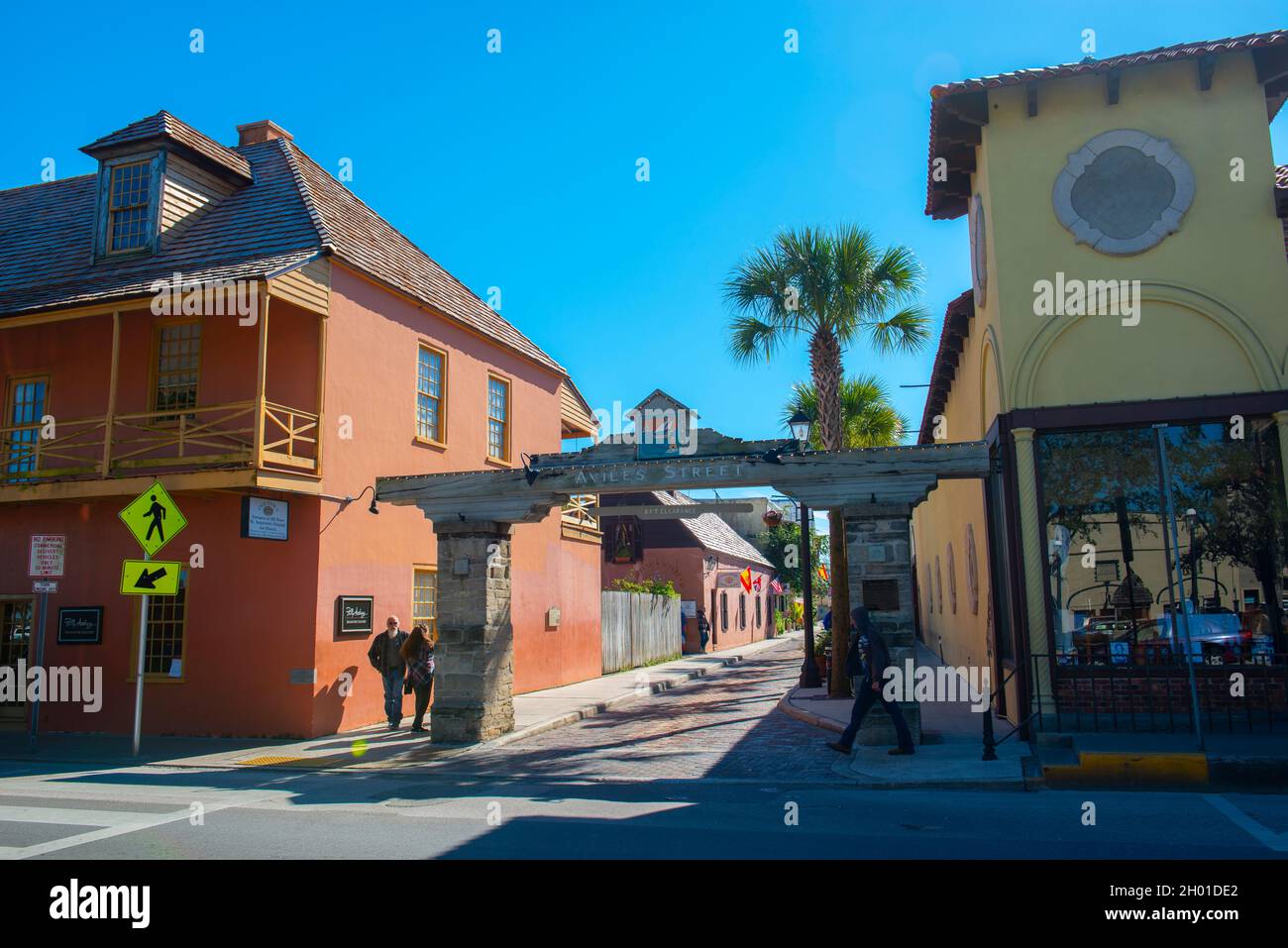 Gateway to historic Aviles Street at King Street in historic center of ...