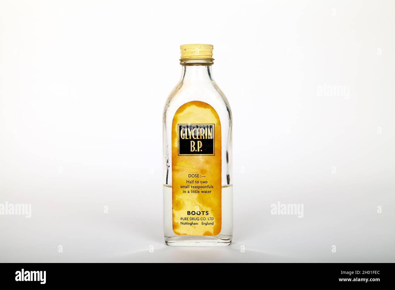Vintage bottle of Glycerin BP Glycerol with Boots branding on the label ...