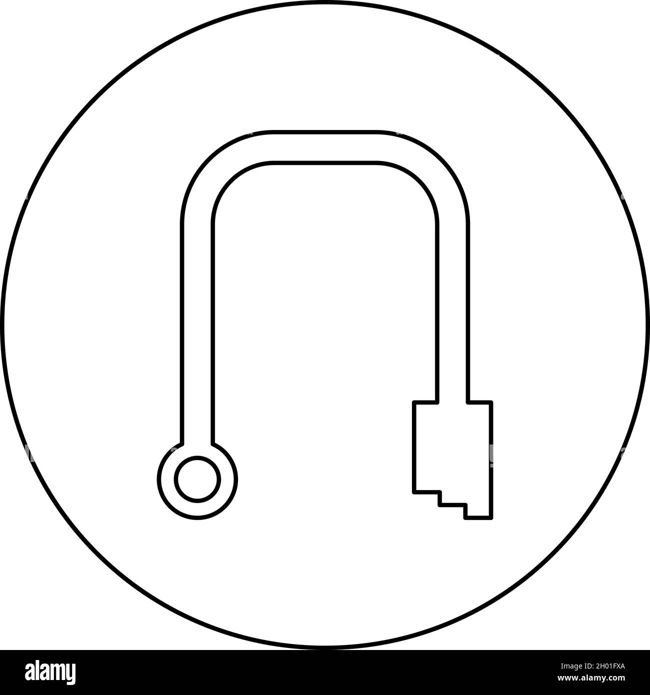 Branch pipe icon in circle round black color vector illustration solid ...