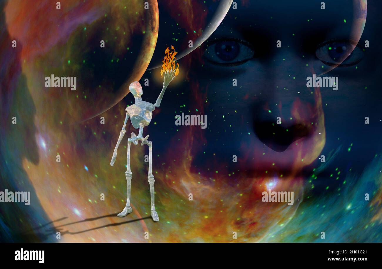 Face in vivid space. 3D rendering Stock Photo - Alamy