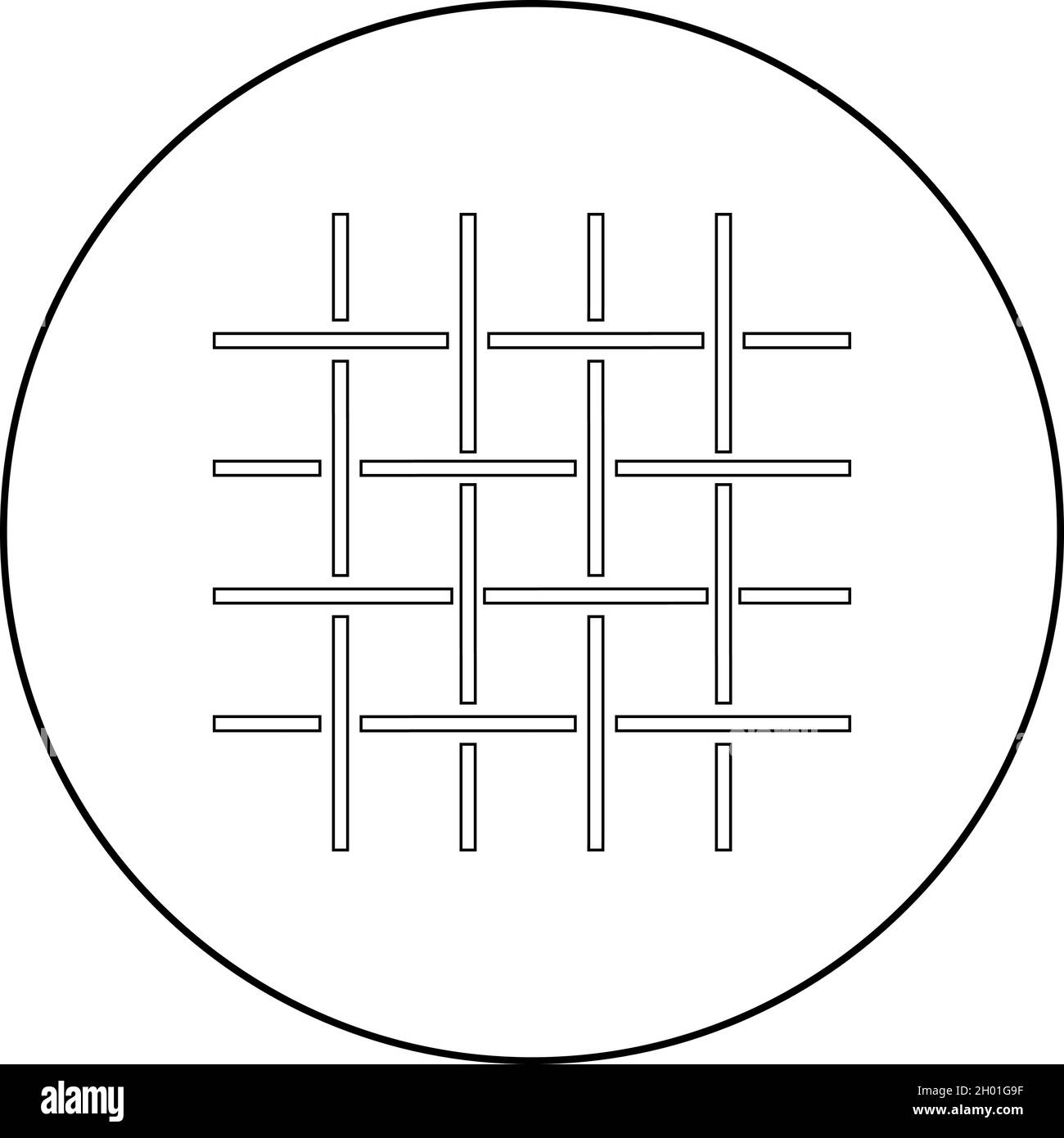 Fabric fibers Grid Cloth textile icon in circle round black color ...