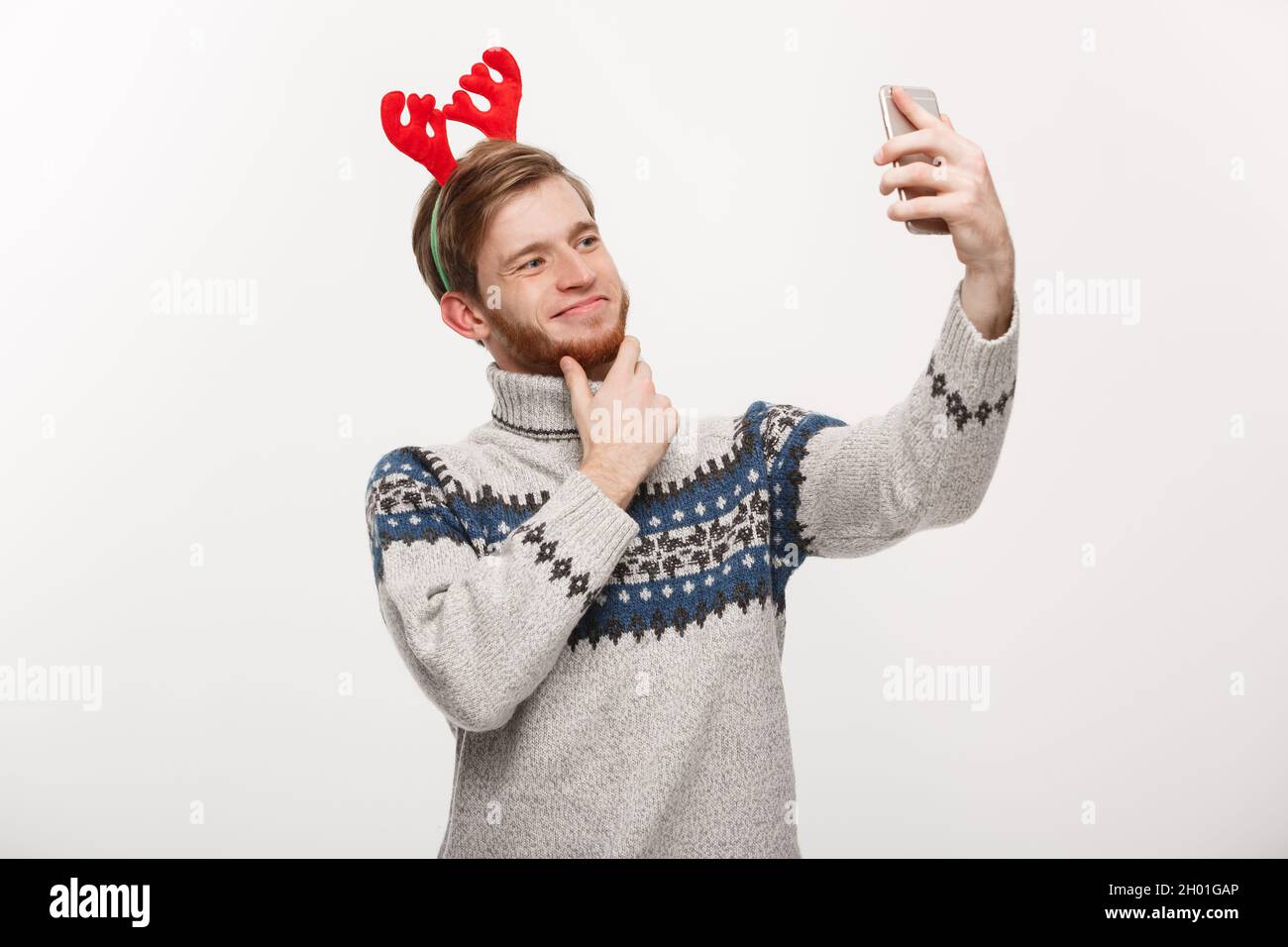 holiday and lifestyle concept - Young handsome beard man taking a ...