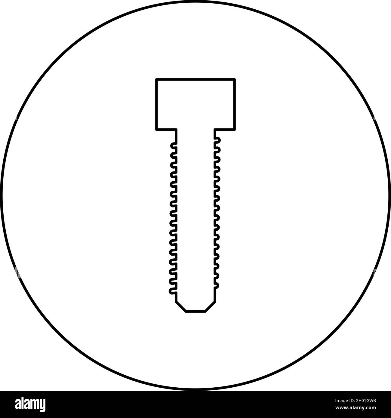 Screw bolt Dag icon in circle round black color vector illustration ...