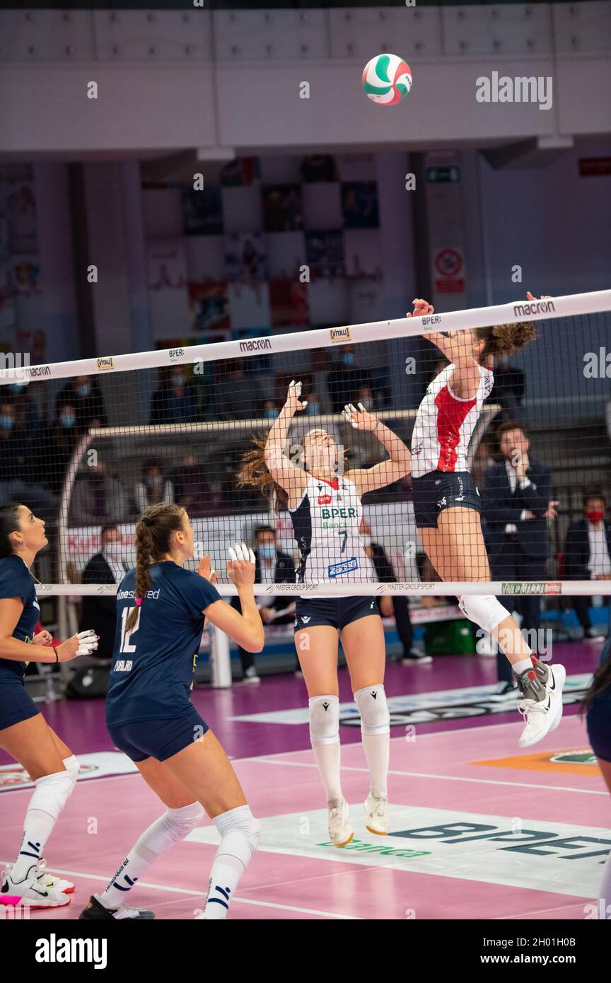 Bergamo, Italy. 10th Oct, 2021. Attack of Volley Bergamo 1991 during ...