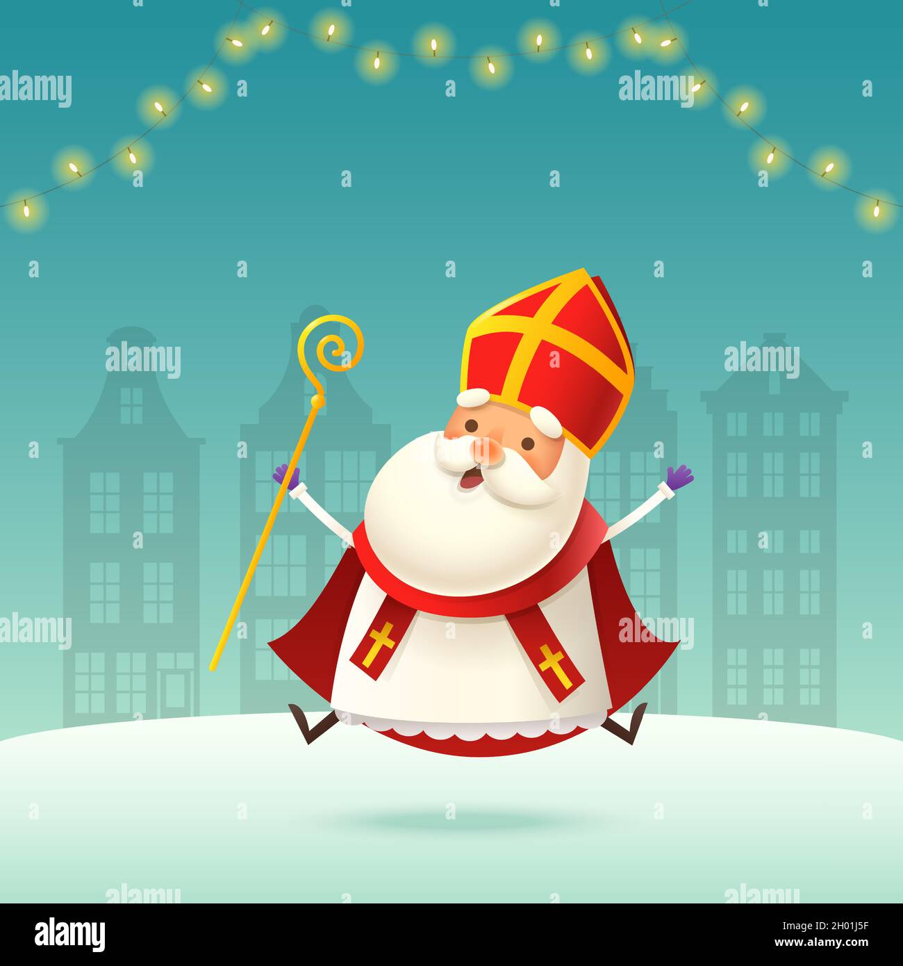 Cheerful winter scene Stock Vector Images - Alamy