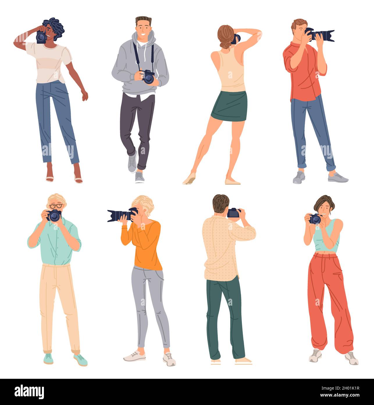 Set of photographers holding camera Stock Vector Image & Art - Alamy