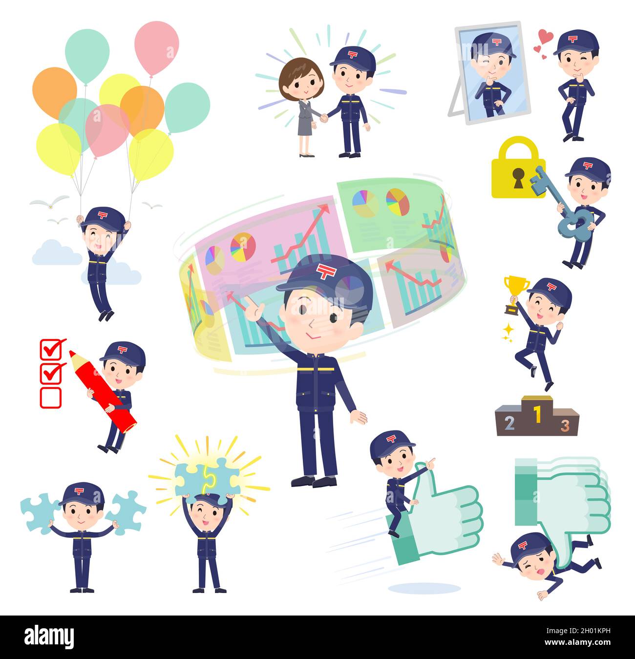 A set of postman on success and positive.It's vector art so easy to ...