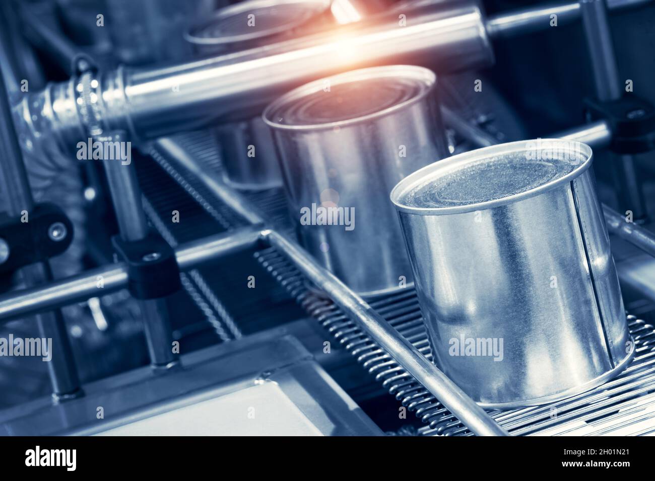 Industrial machine used in canning production. A close-up view Stock ...
