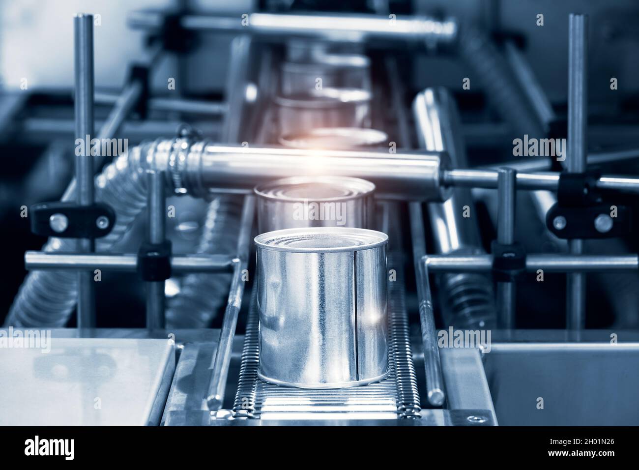 Industrial machine used in canning production. A close-up view Stock ...