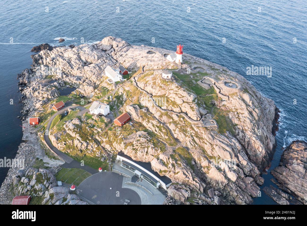 Aerial view of cape Lindesnes, lighthouse at the most southern ...