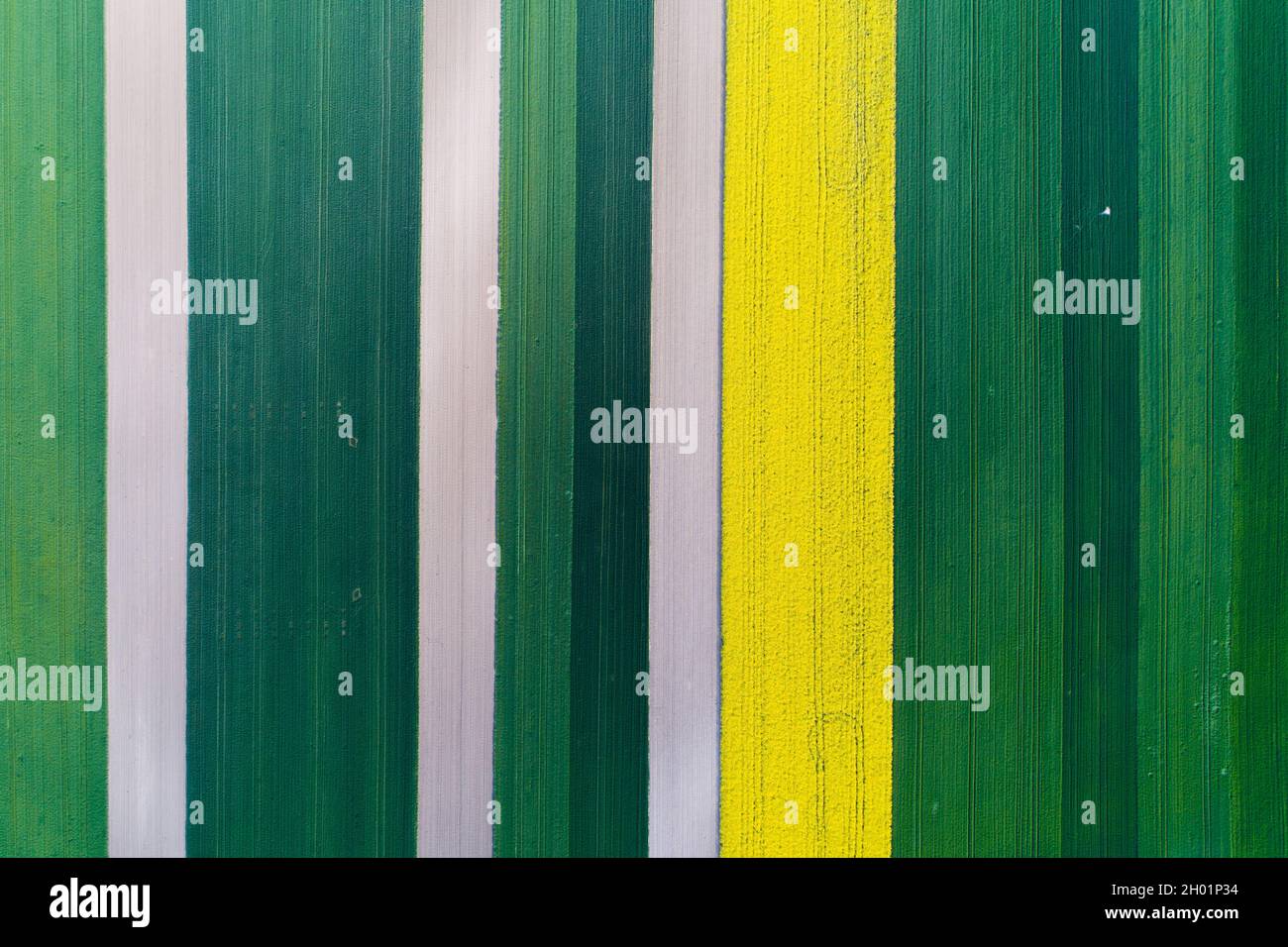 Aerial image of agricultural field with different cultures and colors ...