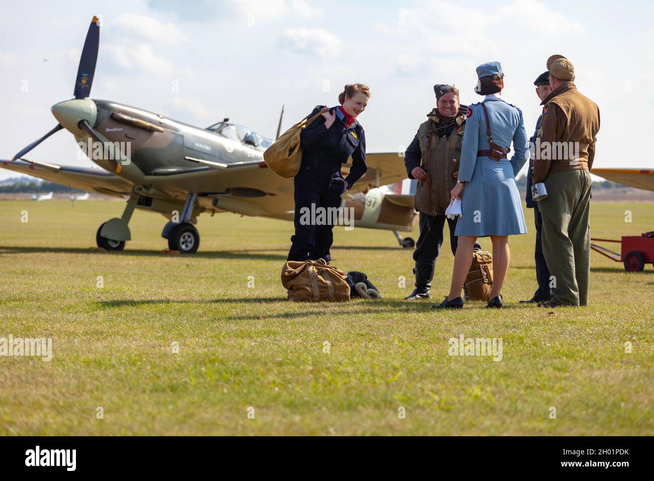 Supermarine spitfires lined up on the flight line of Duxford Stock ...