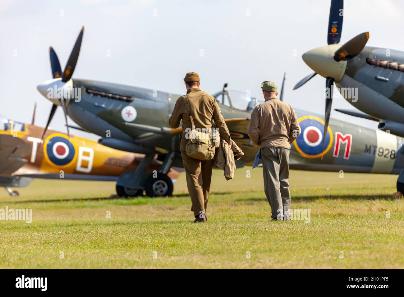 Supermarine spitfires lined up on the flight line of Duxford Stock ...