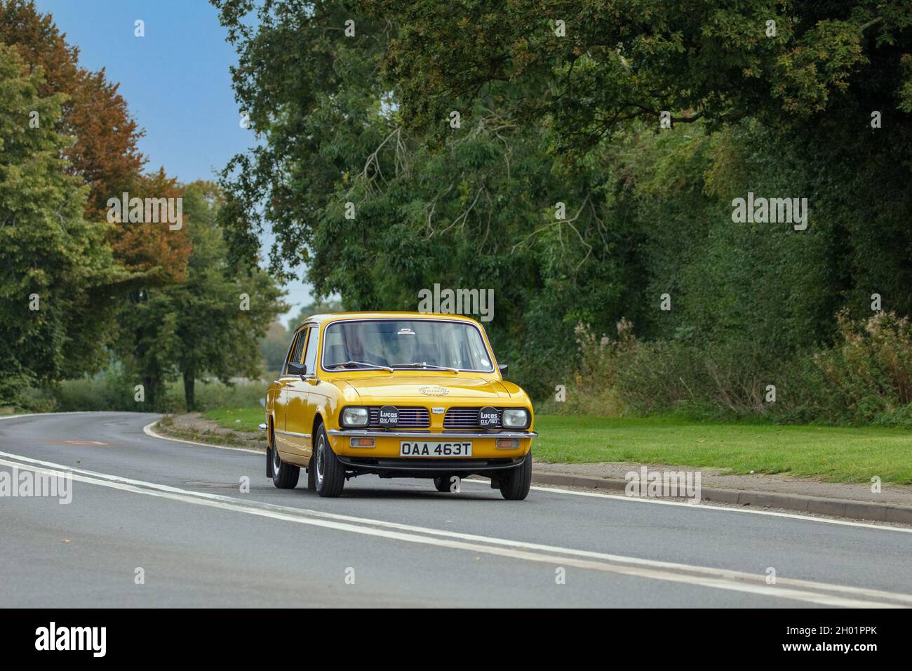 1978 yellow Triumph car Stock Photo - Alamy