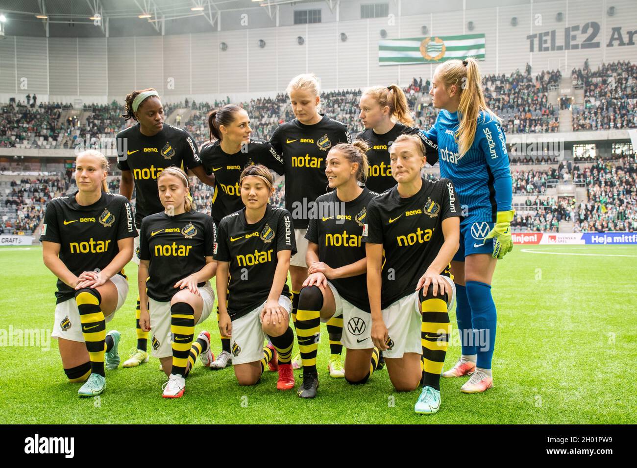 Stockholm, Sweden. 10th Oct, 2021. AIK team photo ahead of the game in ...