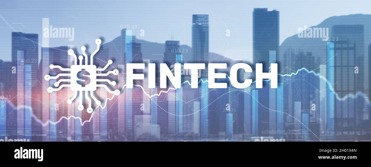 Financial technology concept. Fintech on modern citybackground Stock ...