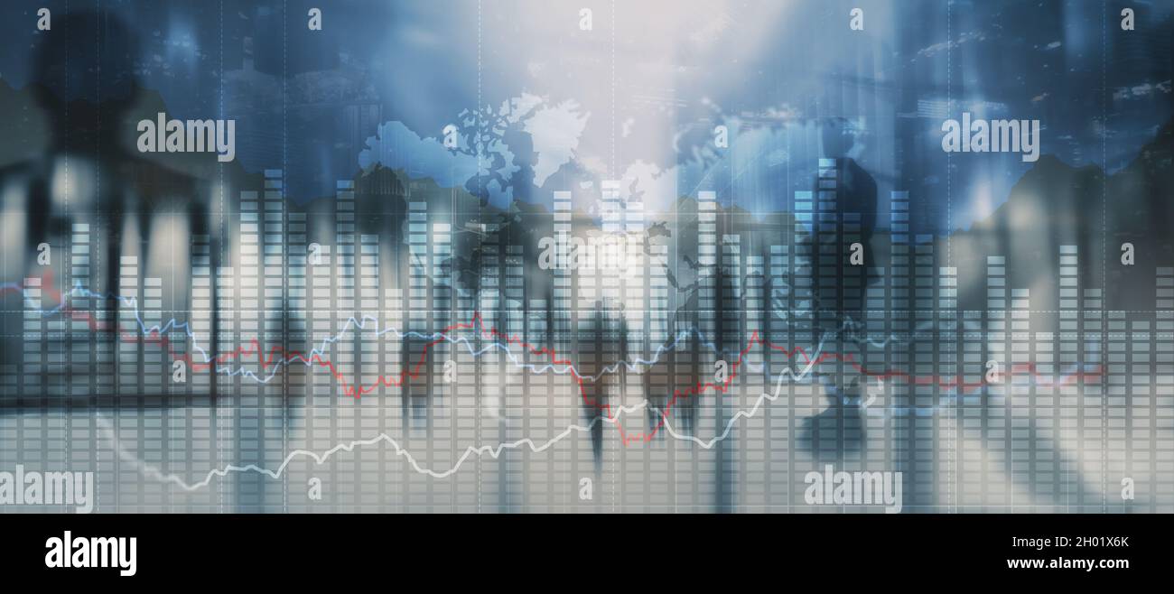 Business graph chart. Virtual screen with stock market changes ...