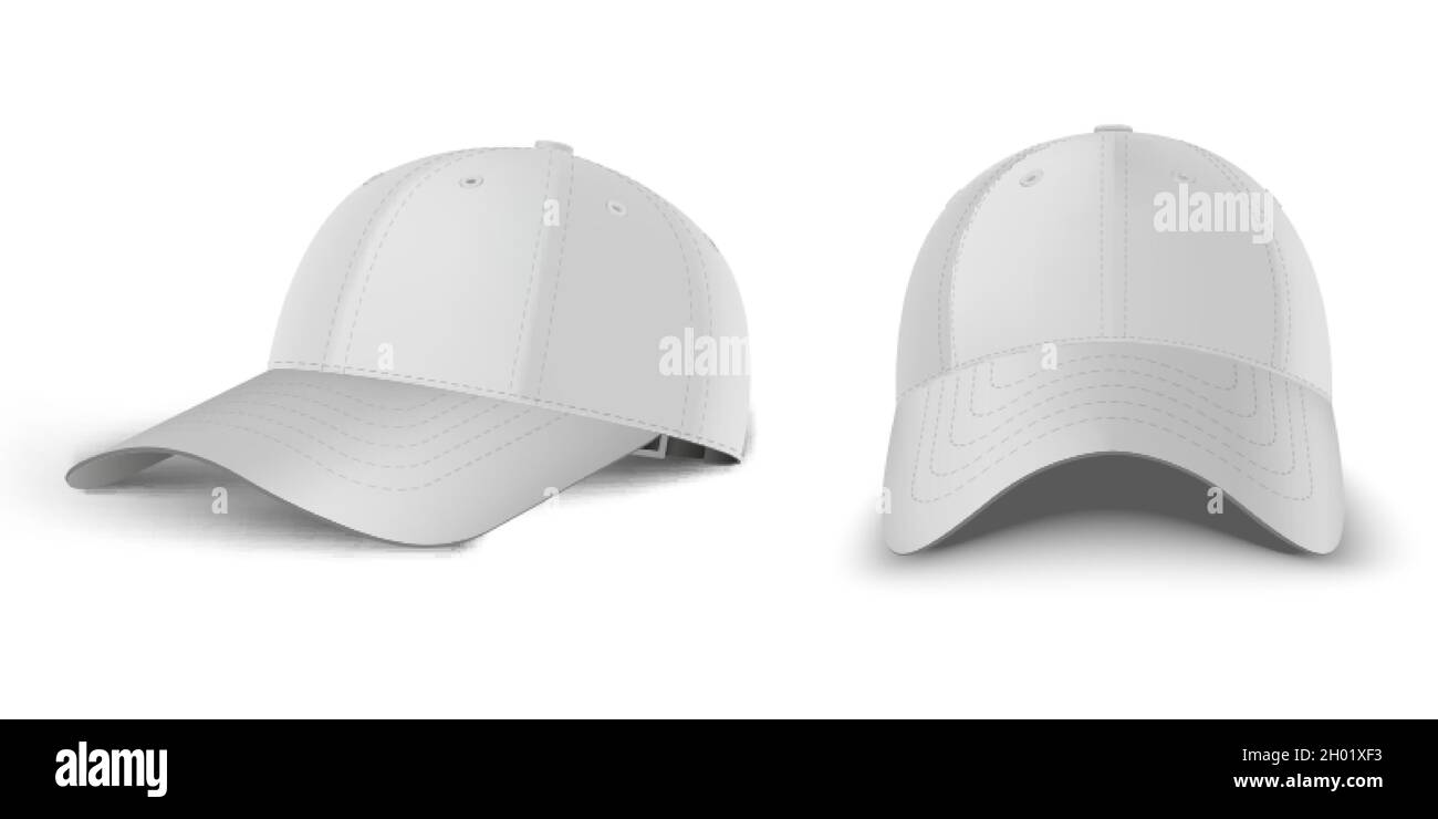 White baseball cap side perspective and side view realistic vector ...